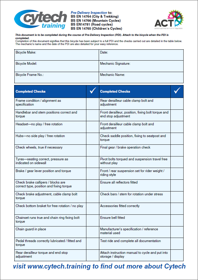 Cytech training - Workshop resources - PDI checklist Cytech training - Workshop resources - PDI checklist